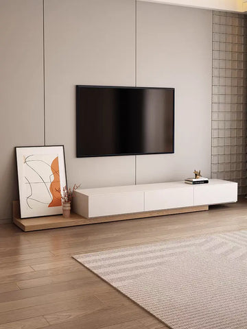Krater Rectangle Extendable TV Unit Media Console White & Wood ...